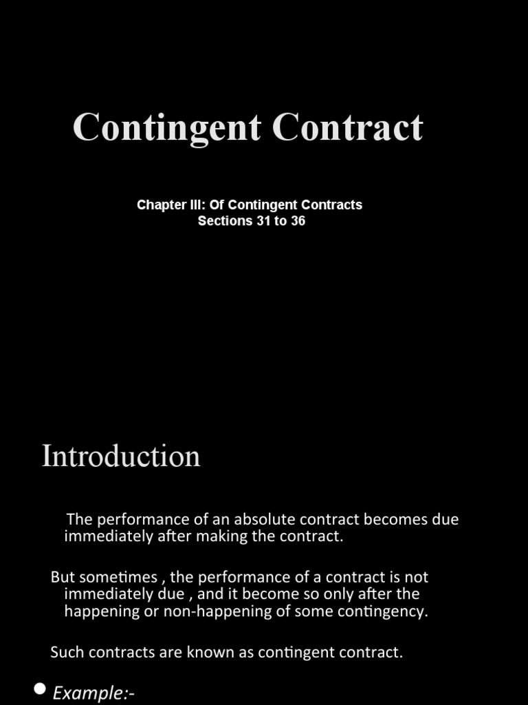 Contingent Contract Essentials | PDF | Gambling | Common Law