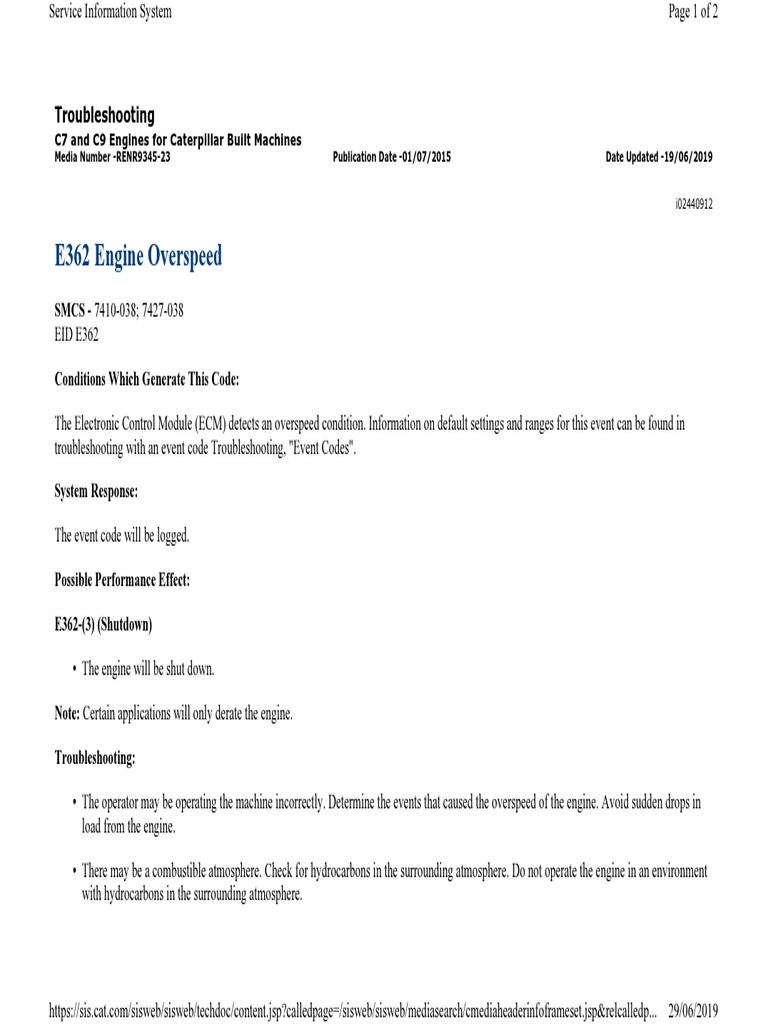 E362 Engine Overspeed | PDF | Technology & Engineering
