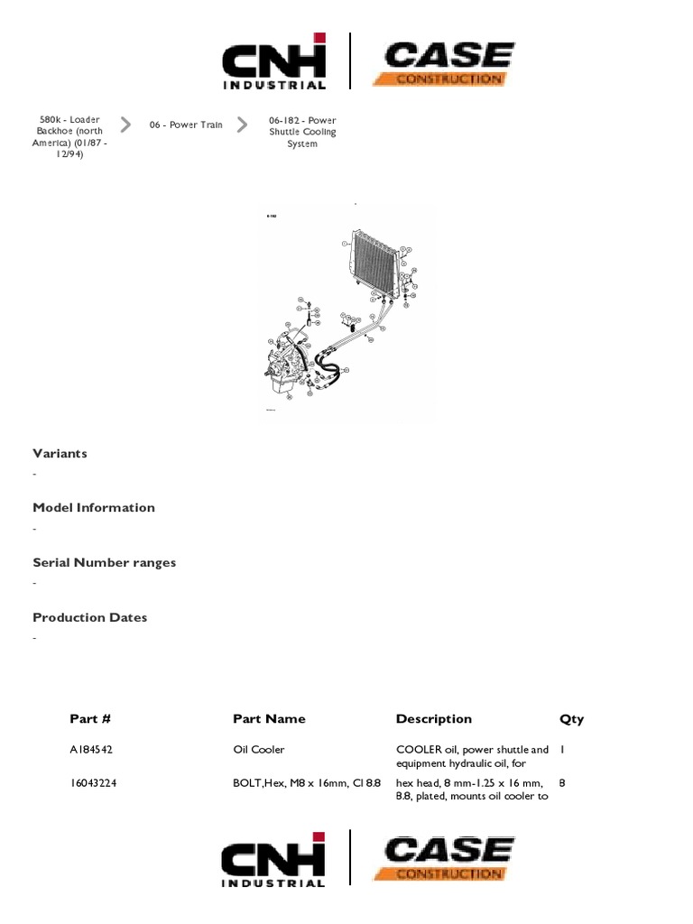 Variants: 580k - Loader Backhoe (North America) (01/87 - 12/94) 06 ...