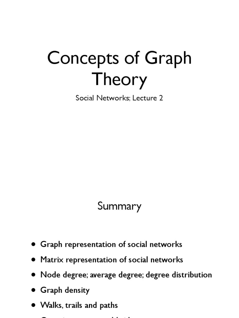 Concepts Of Graph Theory Social Networks Lecture 2 Pdf Vertex