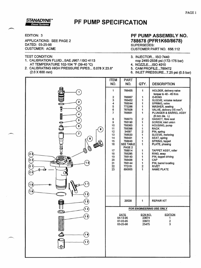 PF Pump Specification: Stanadyne" | PDF | Pump | Valve