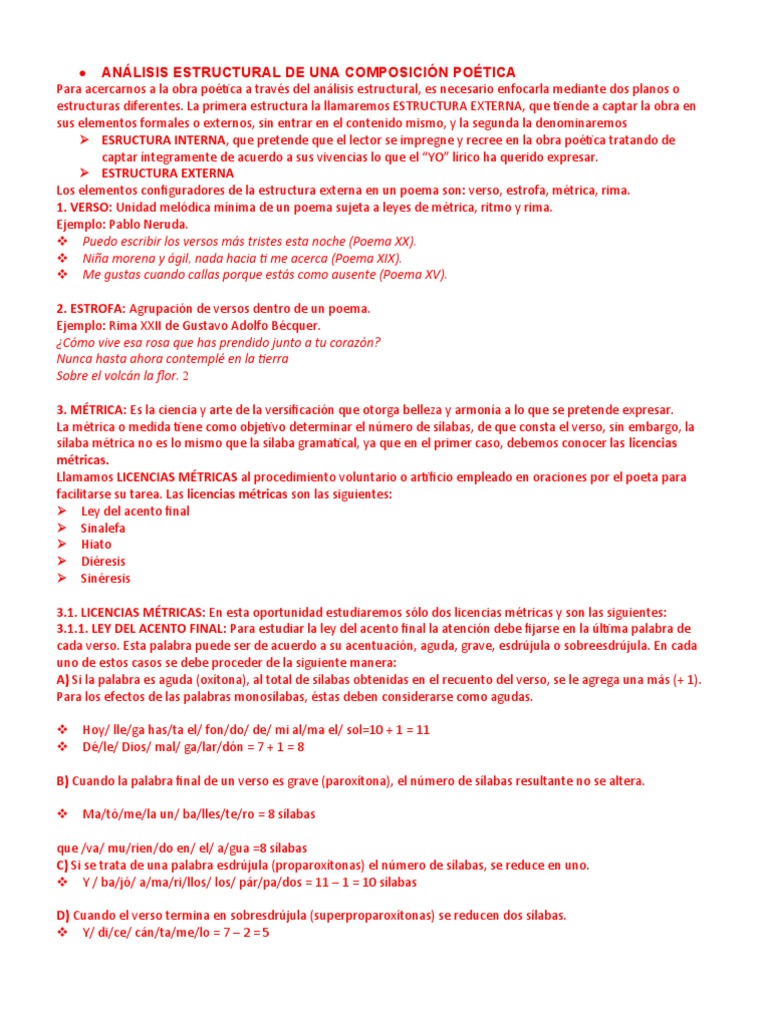 Análisis de Estructuras Poéticas | PDF | Metro (poesía) | Poesía