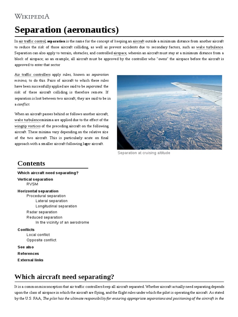 Separation (Aeronautics) WIKIPEDIA | PDF | Instrument Flight Rules ...