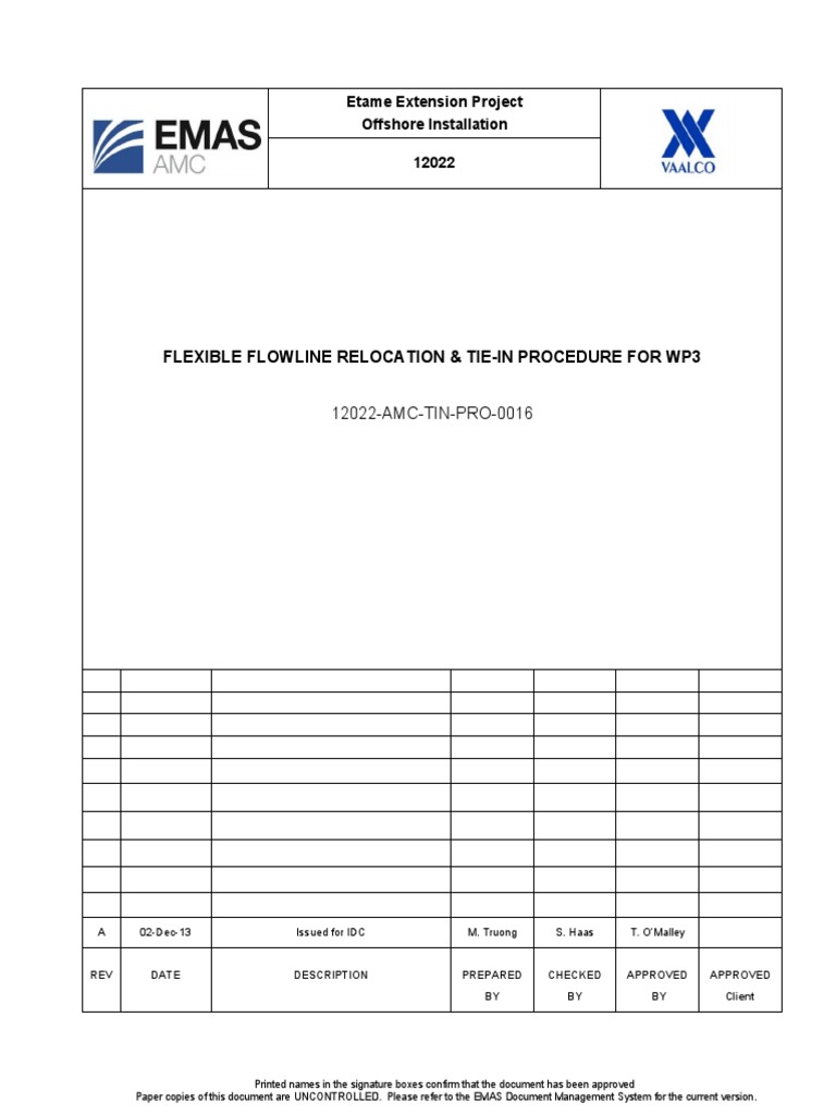 FLEXIBLE FLOWLINE RELOCATION & TIE-IN PROCEDURE Rev A - 12022-AMC-TIN ...