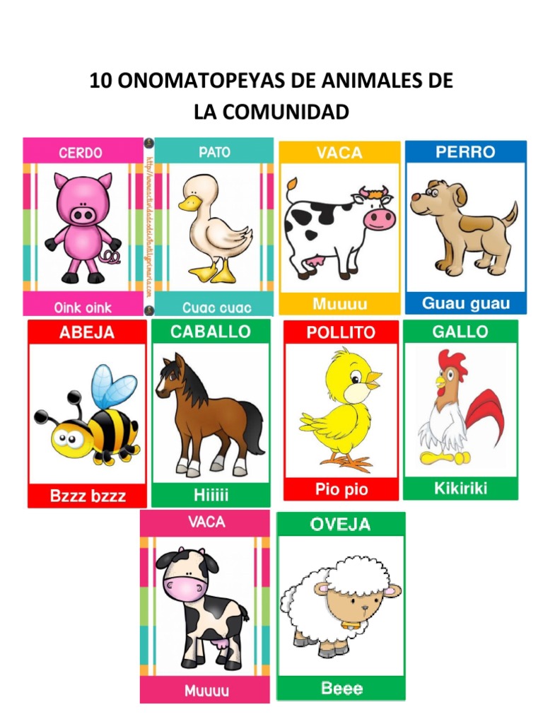 Onomatopeyas de Animales y Objetos | PDF