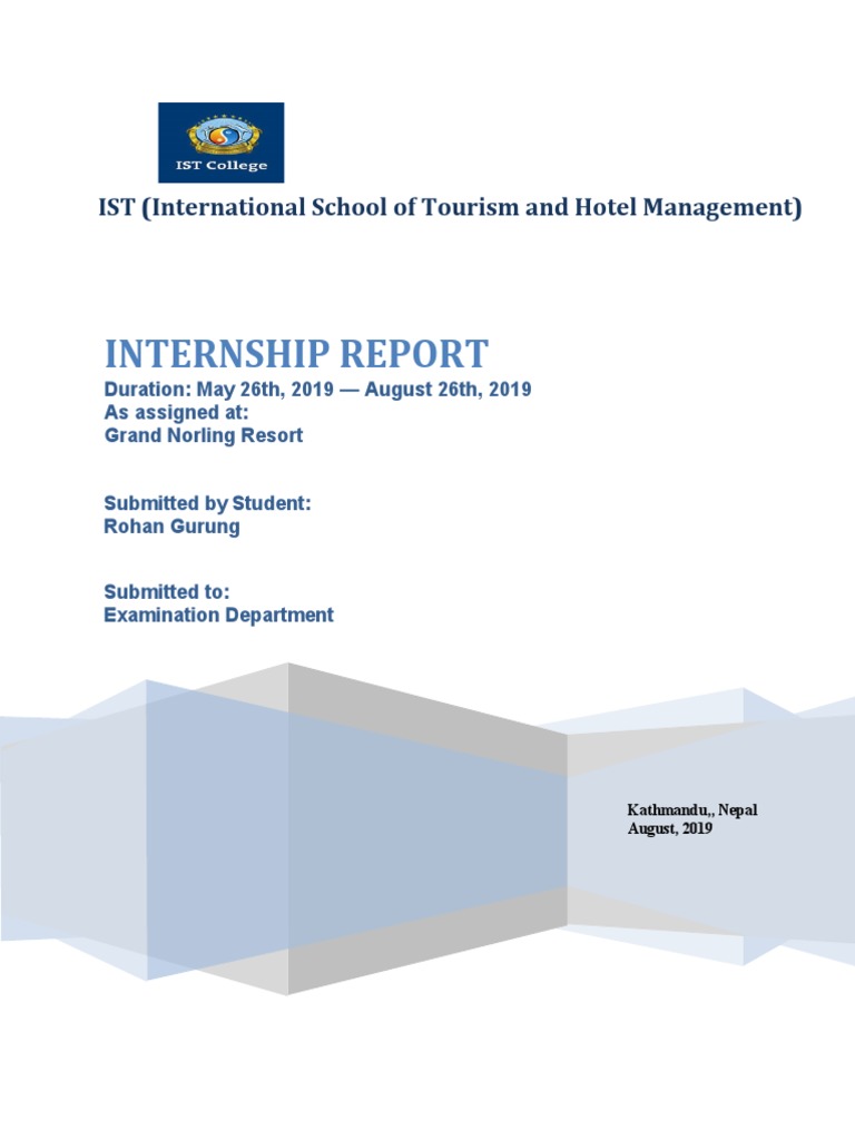 Internship Report: IST (International School of Tourism and Hotel ...