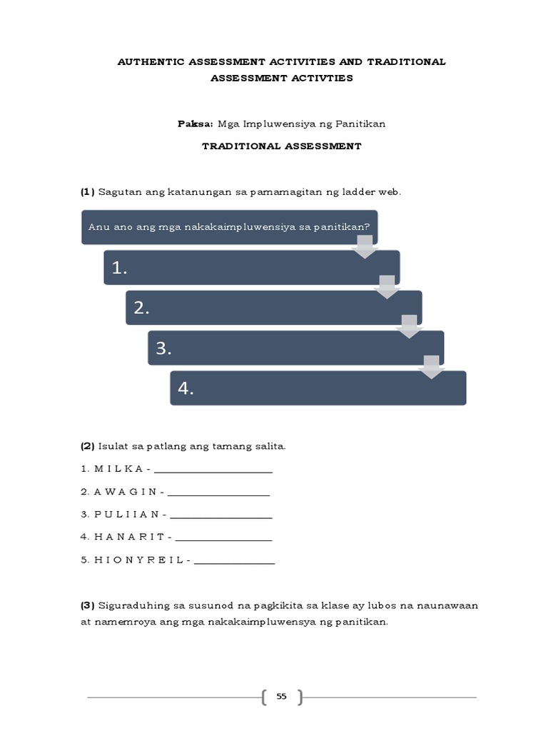 Authentic and Traditional Assessment Activities | PDF