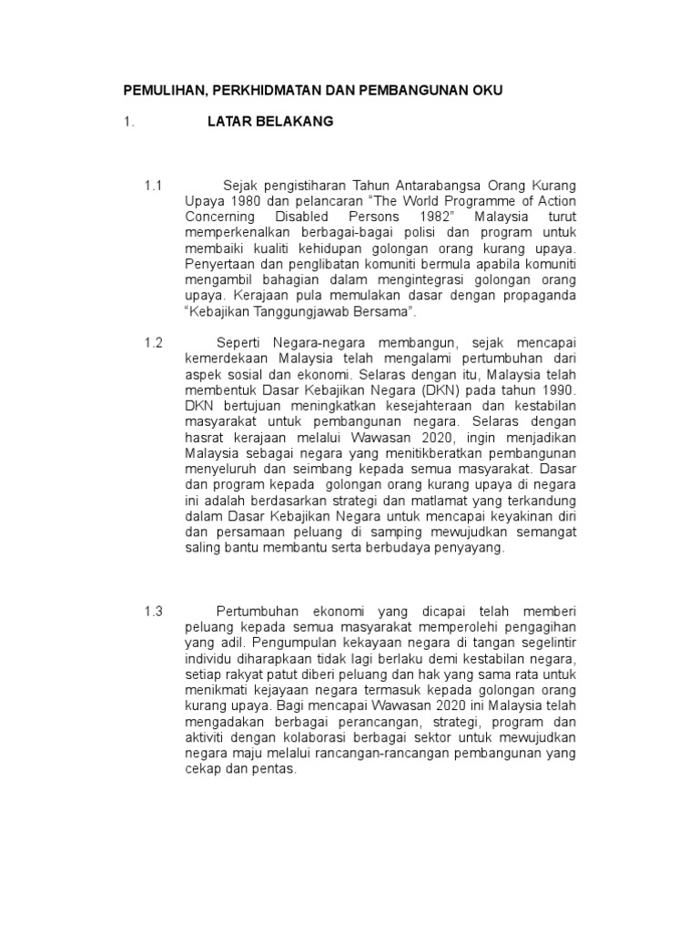 Pemulihan dan Perkhidmatan untuk OKU | PDF