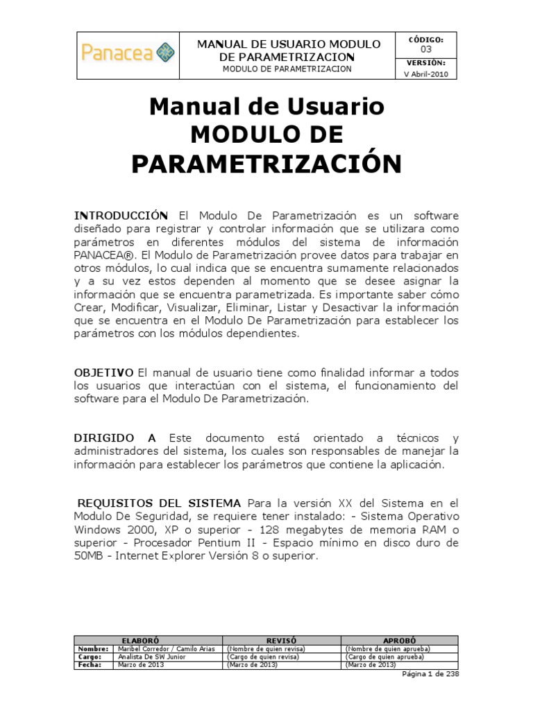Manual de Parametrizacion | PDF | Usuario (informática) | Windows XP