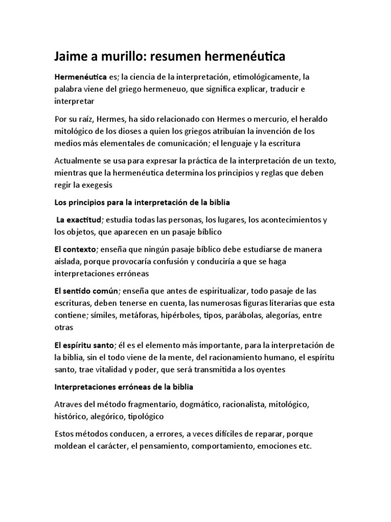 Jaime Murillo Hermeneutica | PDF | Hermenéutica | Biblia
