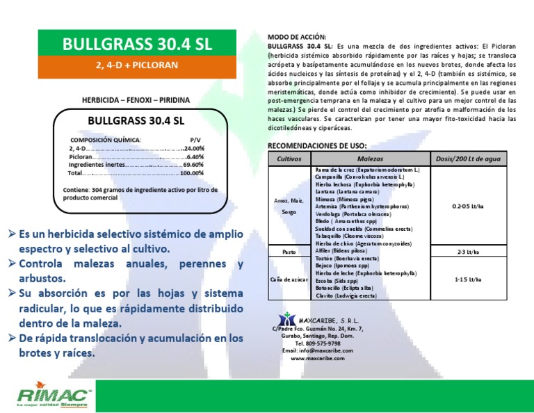 Ficha Tecnica Bullgrass 30.4 SL | PDF | Plantas | Botánica