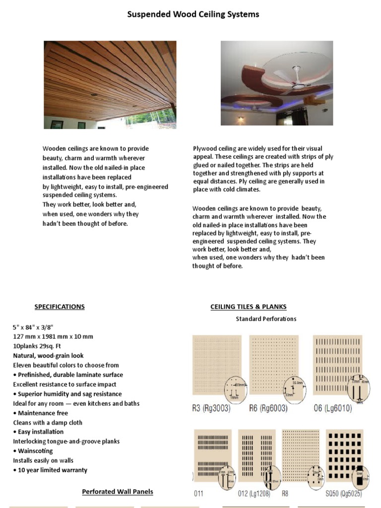 Suspended Wood Ceiling Systems Guide | PDF | Plywood | Ceiling