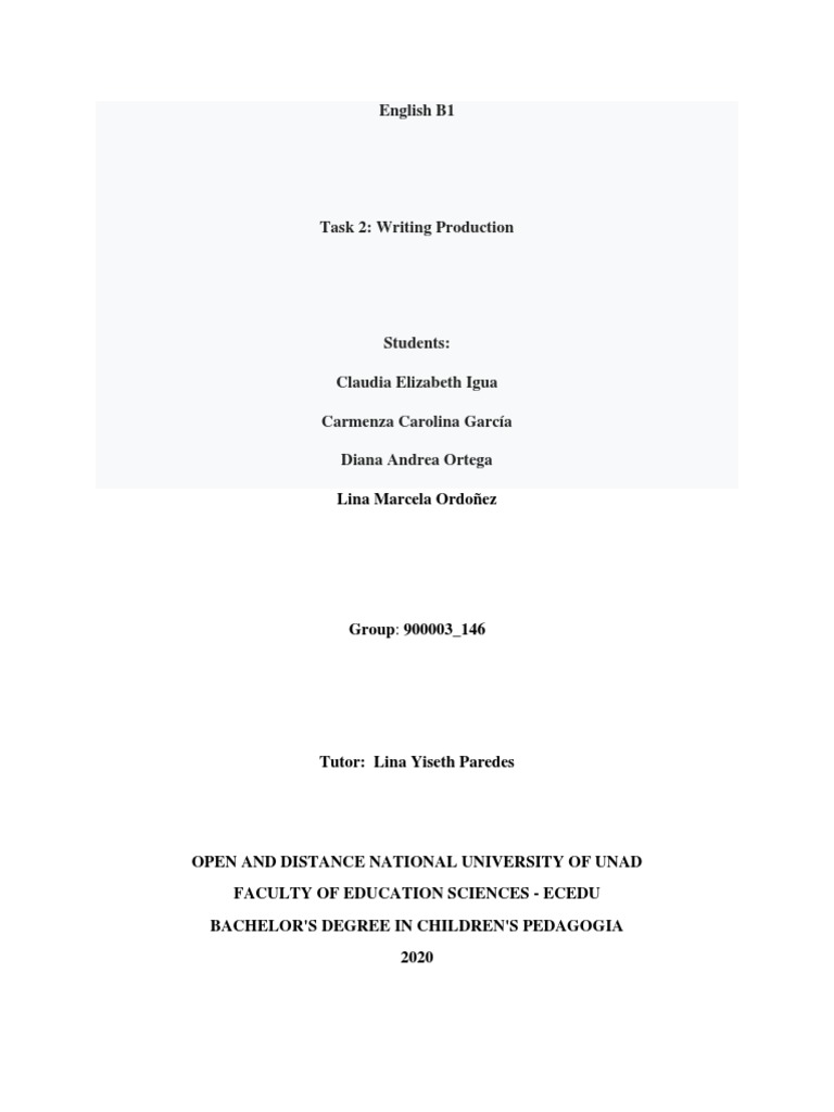 Task 2 - Writing Production | PDF | Classroom | Teachers