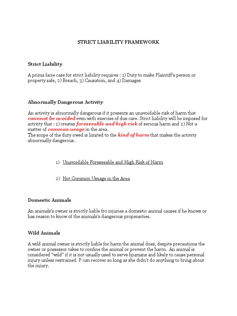 Strict Liability Framework | PDF