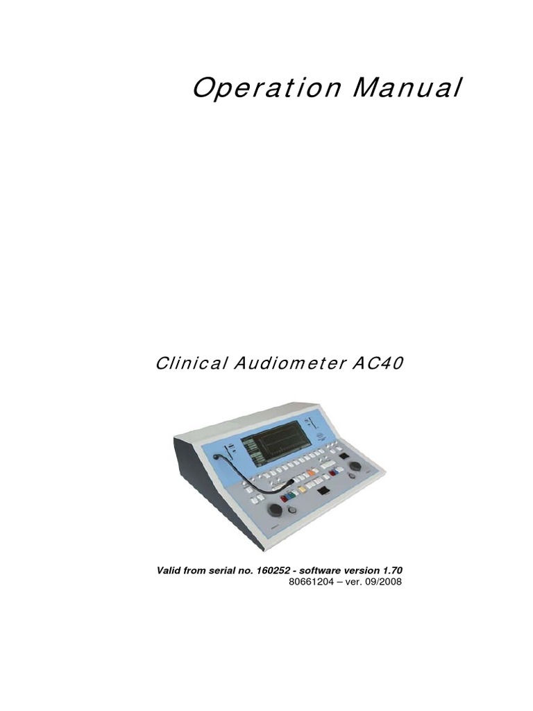 Operation Manual: Clinical Audiometer AC40 | PDF | Computer Keyboard ...