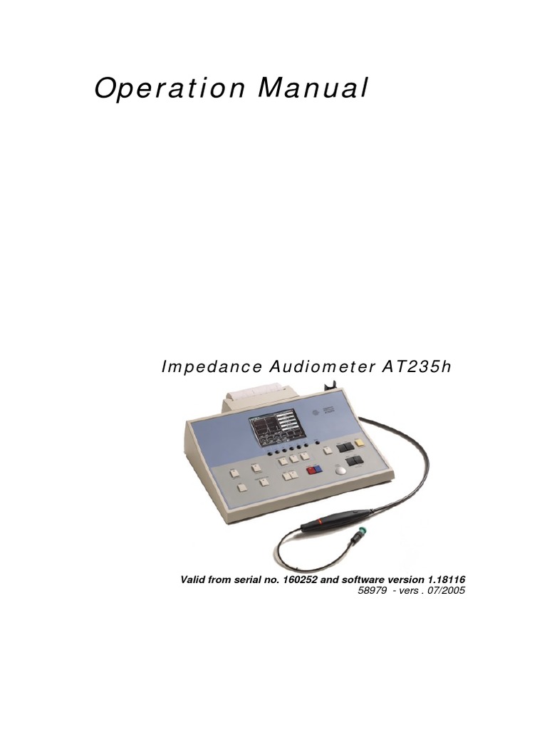 Operation Manual: Impedance Audiometer AT235h | PDF | Hearing ...