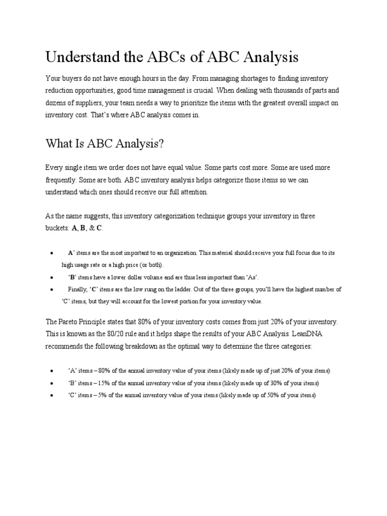 Understand The ABCs of ABC Analysis | PDF | Inventory | Economies