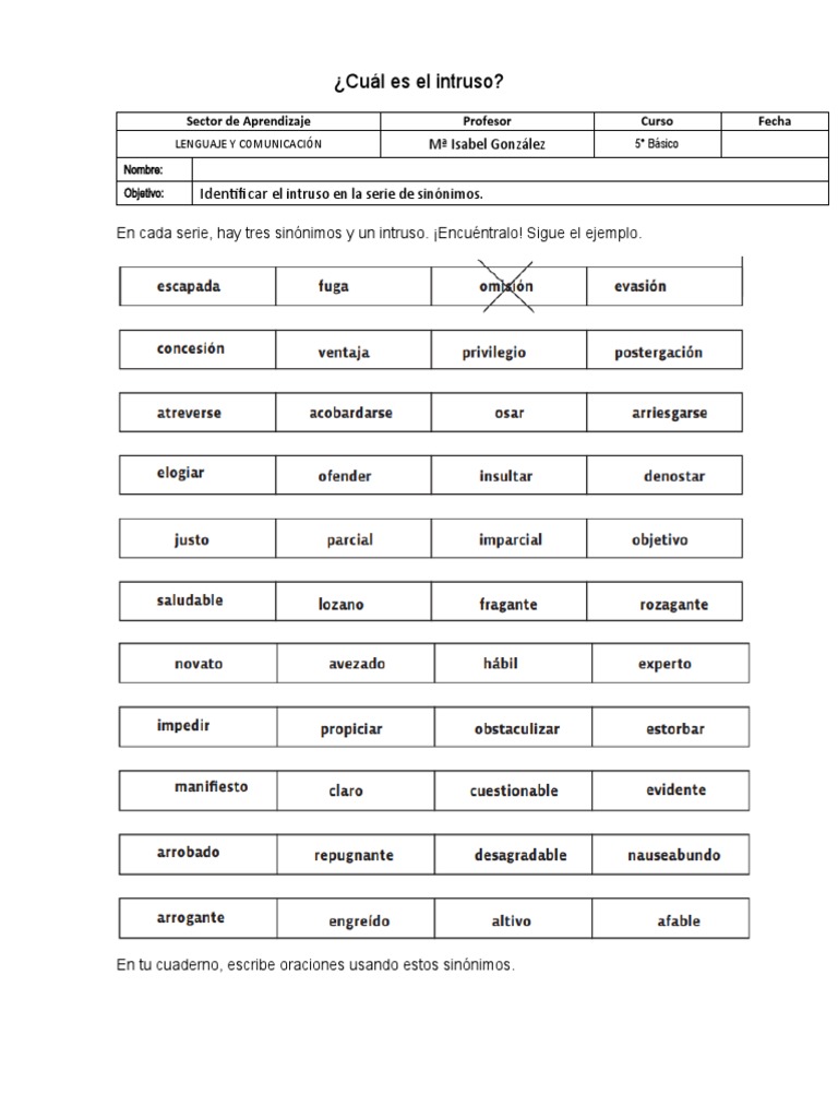 Identificar El Intruso en La Lista de Sinonimos | PDF