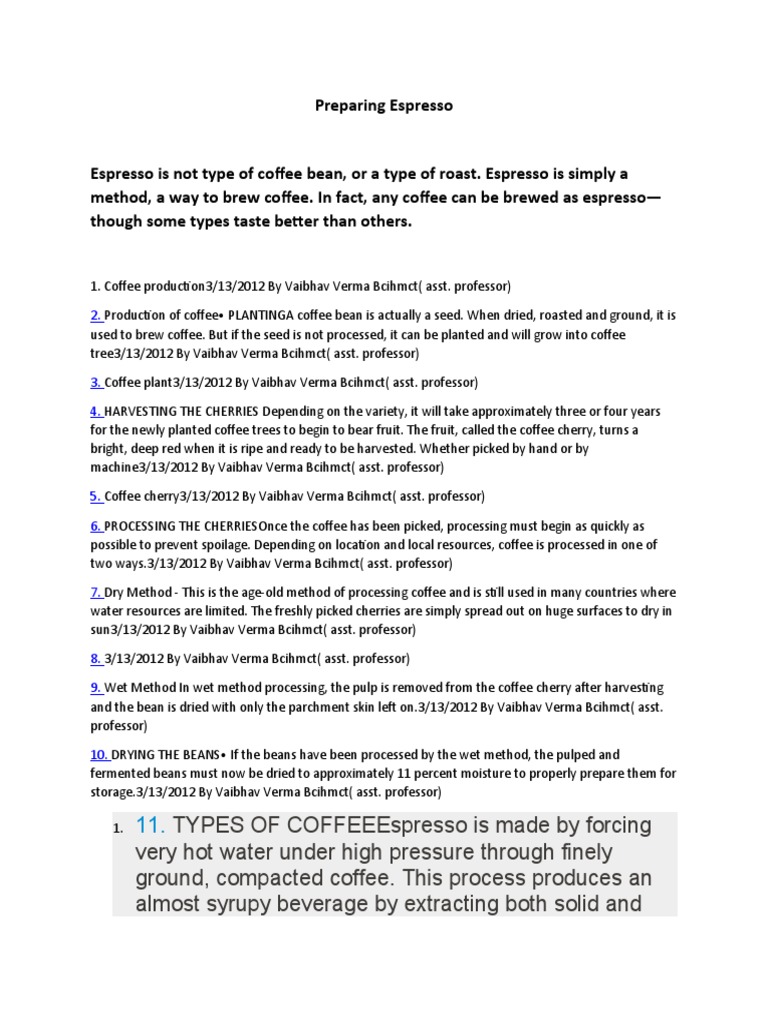 Preparing Espresso | PDF | Coffee | Hot Drinks