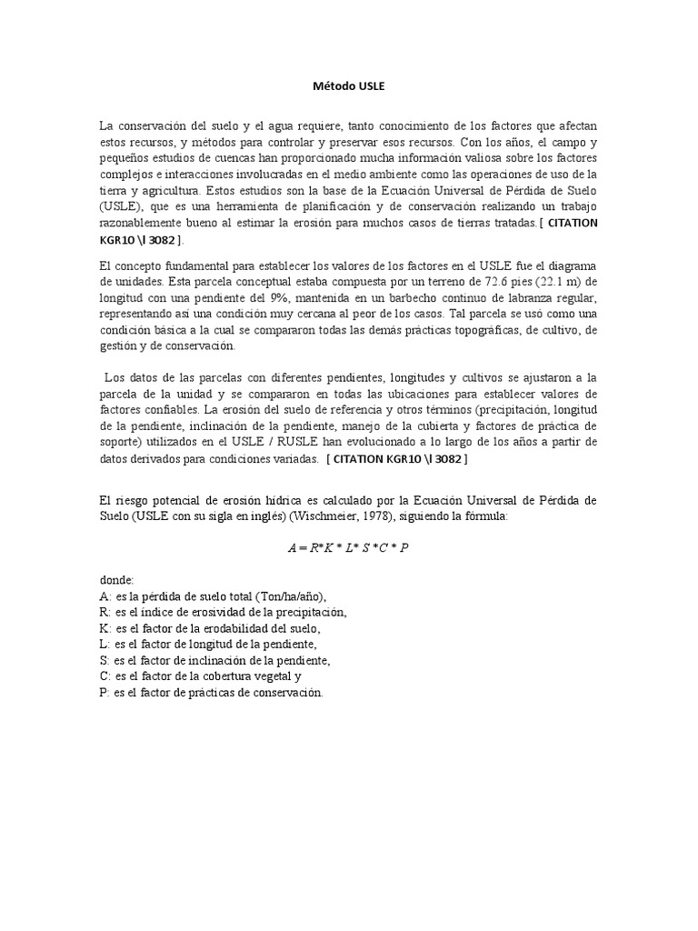 Ecuación USLE para la conservación del suelo | PDF