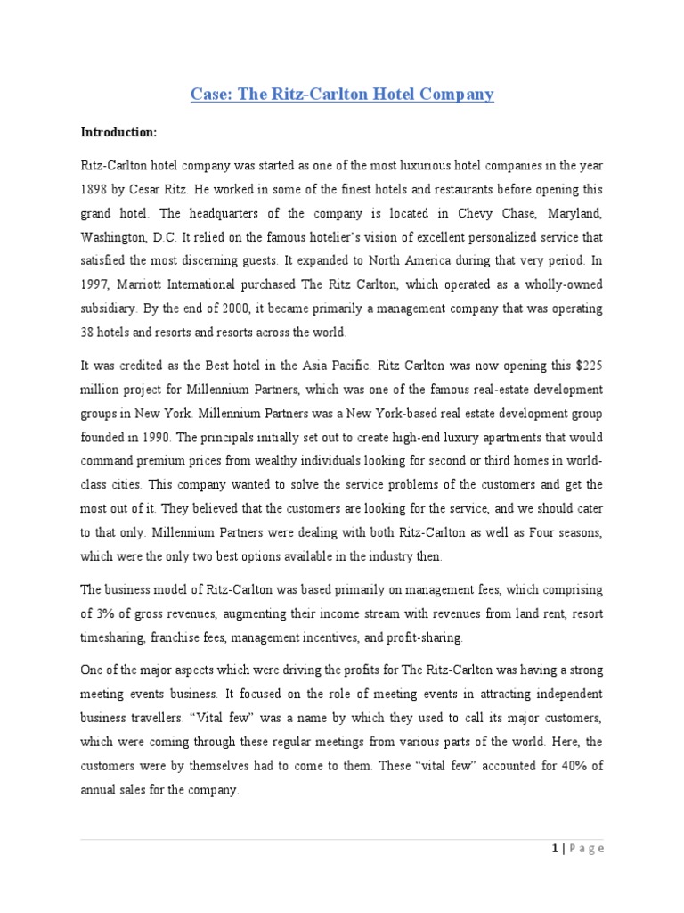 Group 4 - The Ritz-Carlton Hotel Company | PDF | Hotel | Competence ...
