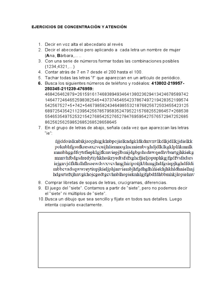 Ejercicios de Concentraci N y Atenci N 1 | PDF