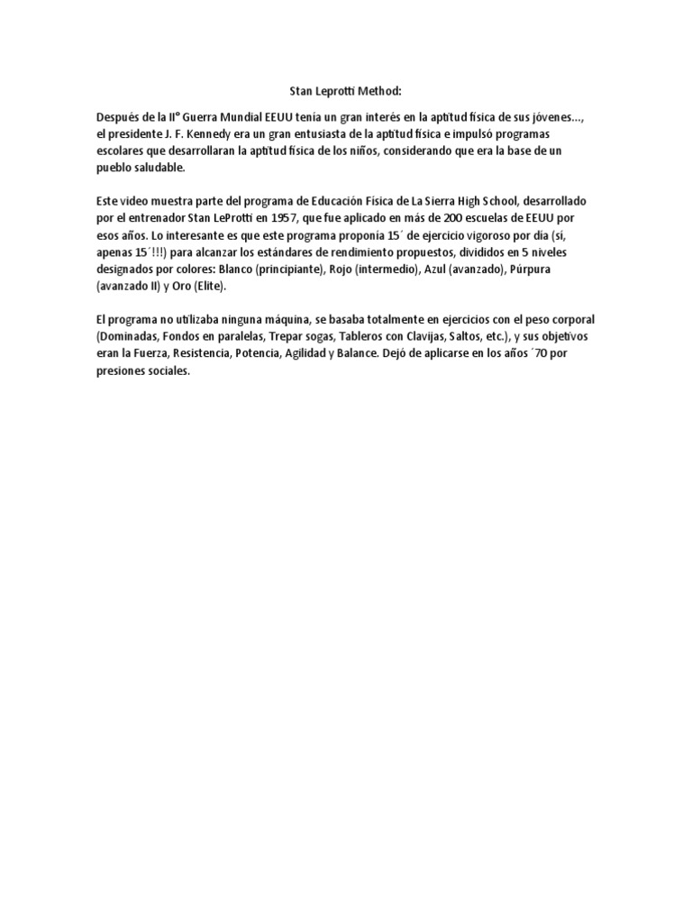 Stan Leprotti Method | PDF | Deportes y actividades al aire libre ...