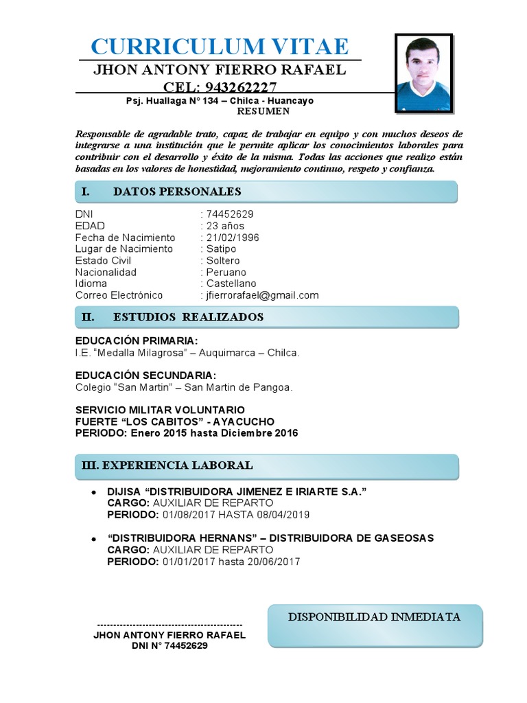 CV Jhon Antony | PDF