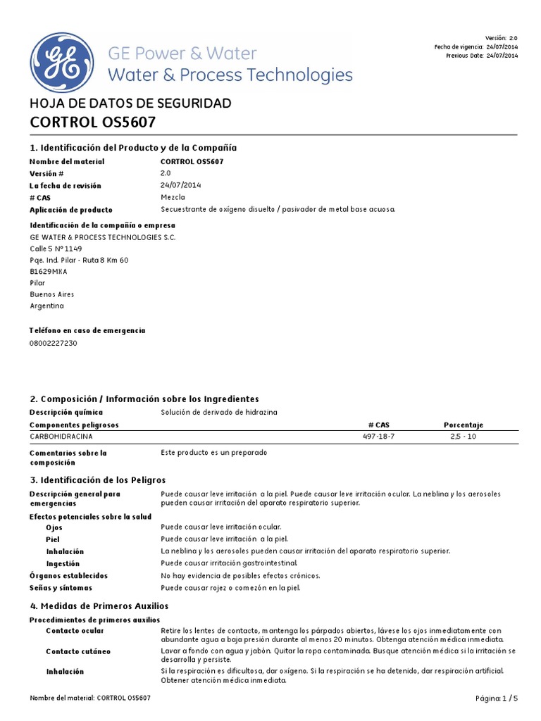 CorTrol OS5607 | PDF | Residuos | Agua