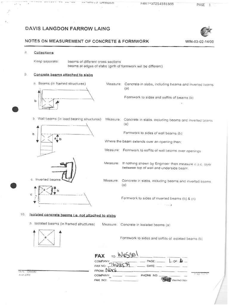 Notes On Measurement of Concrete and Formwork | PDF
