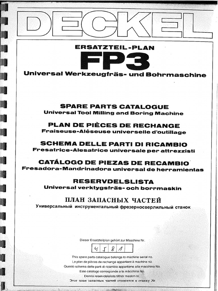 Deckel FP3 Pièces Détachés 1968 | PDF