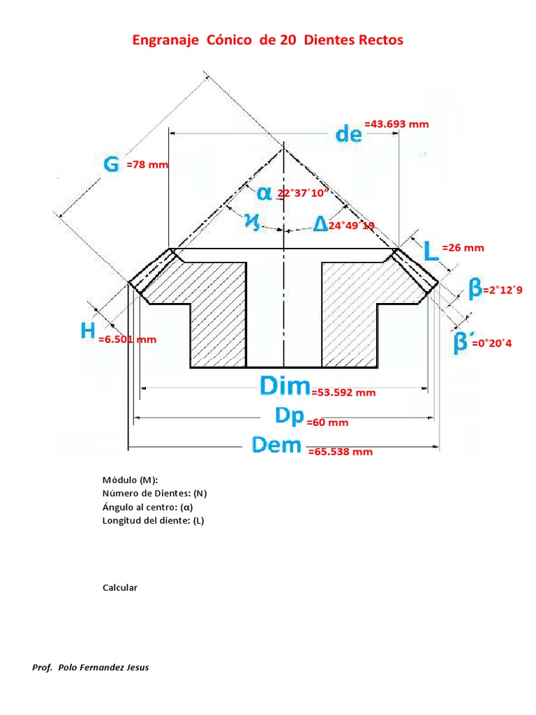 Engranaje Cónico de 20 Dientes | PDF | Geometría Elemental | Geometría