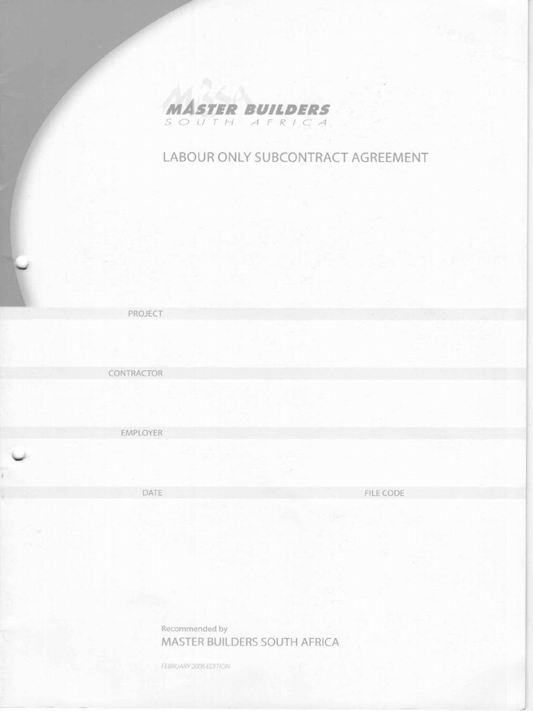 MBSA Labour Only Subcontract Agreement - Feb 2006 | PDF