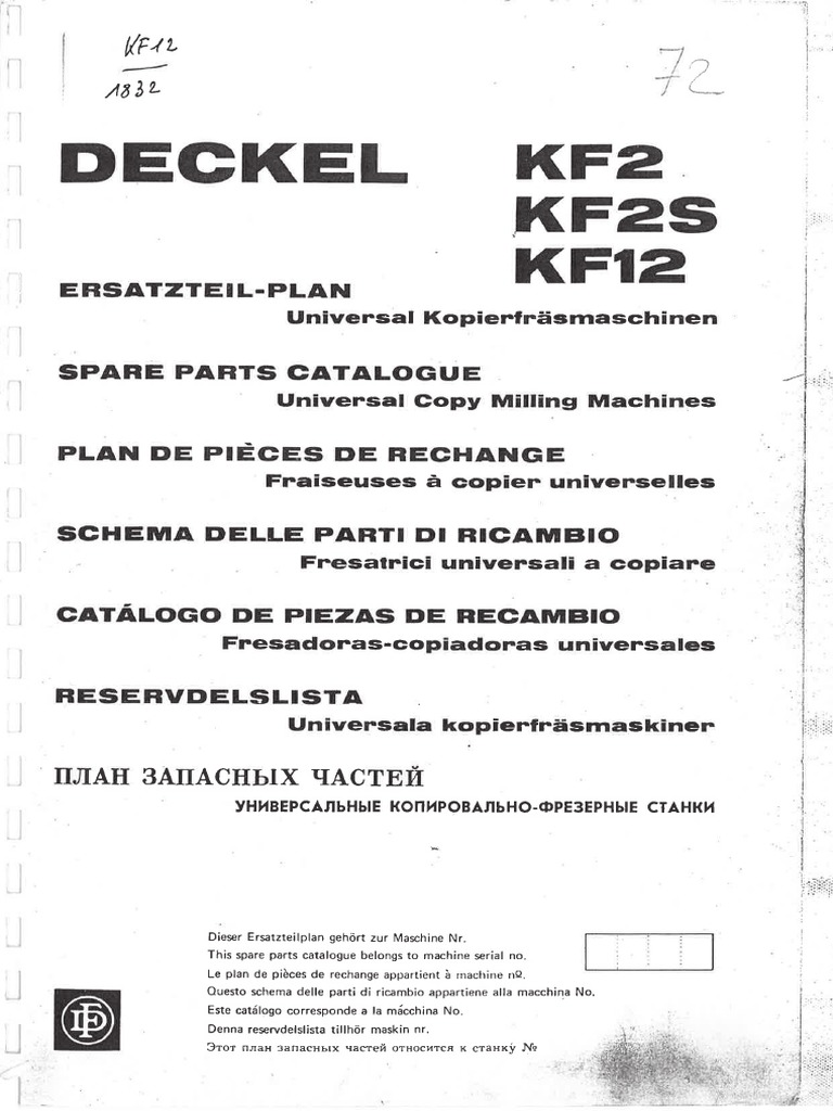 Deckel KF2 KF2S KF12 - Catalogue Pièces Détachées | PDF