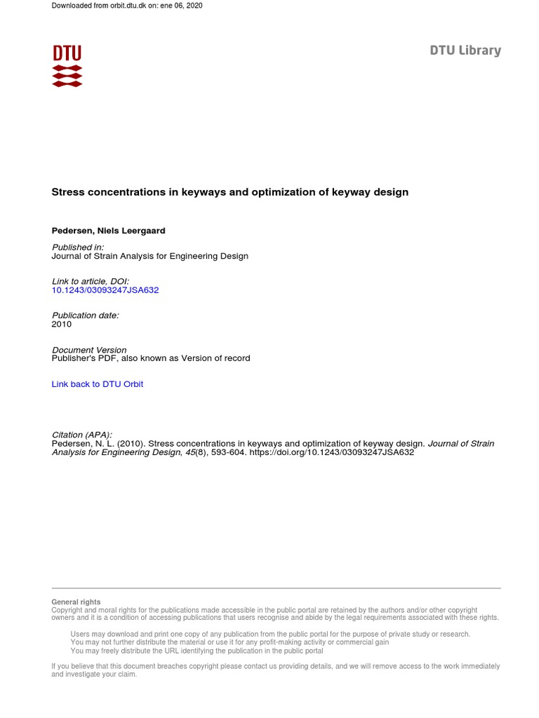 Stress Concentrations in Keyways and Optimization of Keyway Design ...