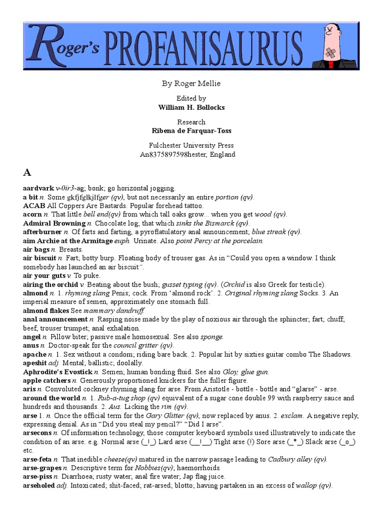 Roger's Profanisaurus PDF | PDF | Sex | Beverages