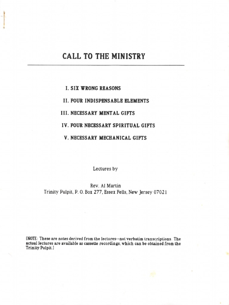 Al Martin Call To The Ministry | PDF
