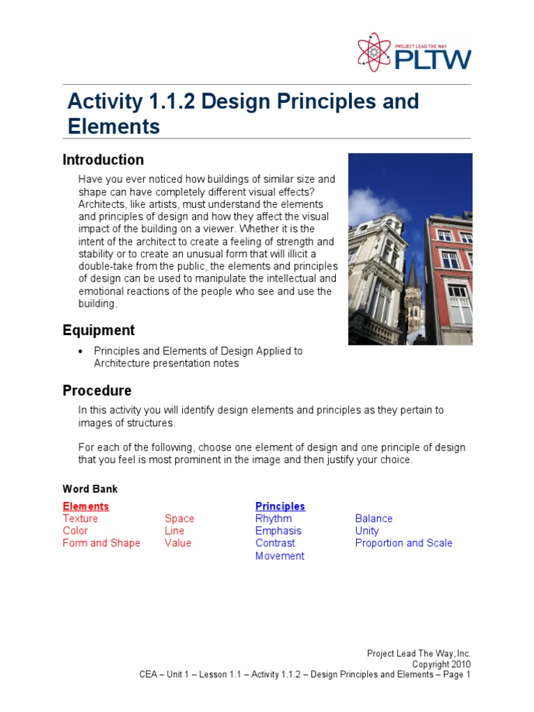 Activity 1.1.2 Design Principles and Elements: Word Bank | PDF ...