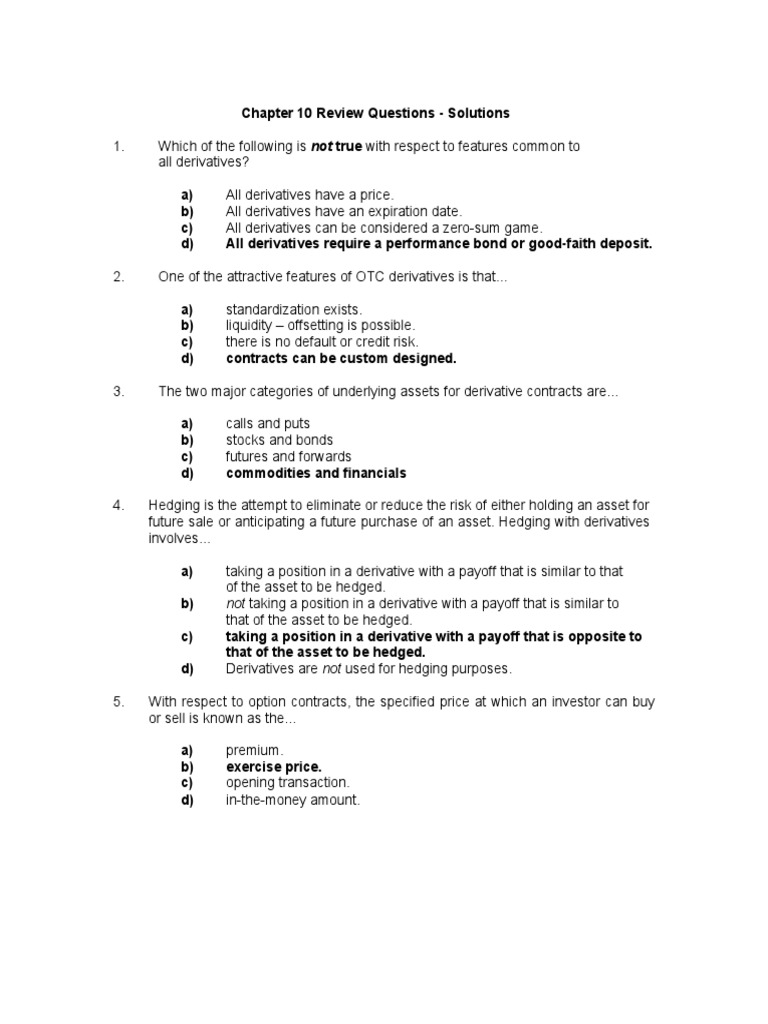 Chapter 10 Review Questions NEW With Solutions | PDF | Derivative ...