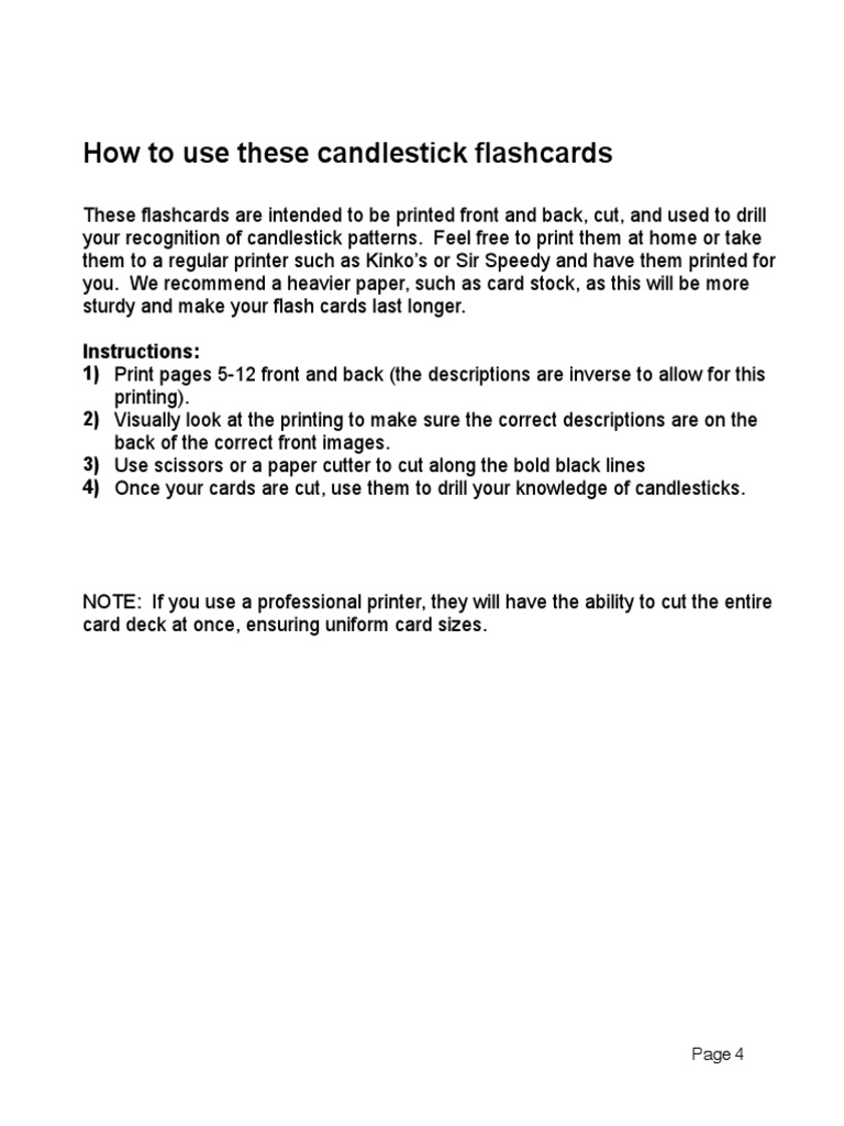 Candlestick Flash Cards | PDF | Market Trend | Financial Markets