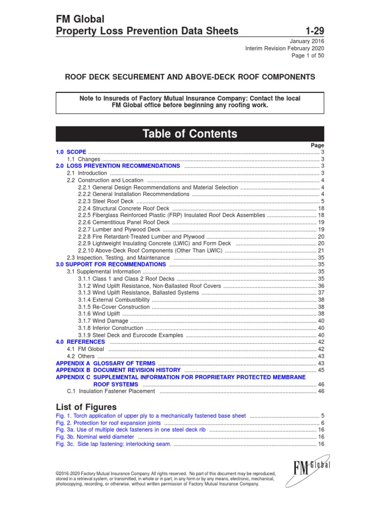 FM Global Property Loss Prevention Data Sheets: Roof Deck Securement ...