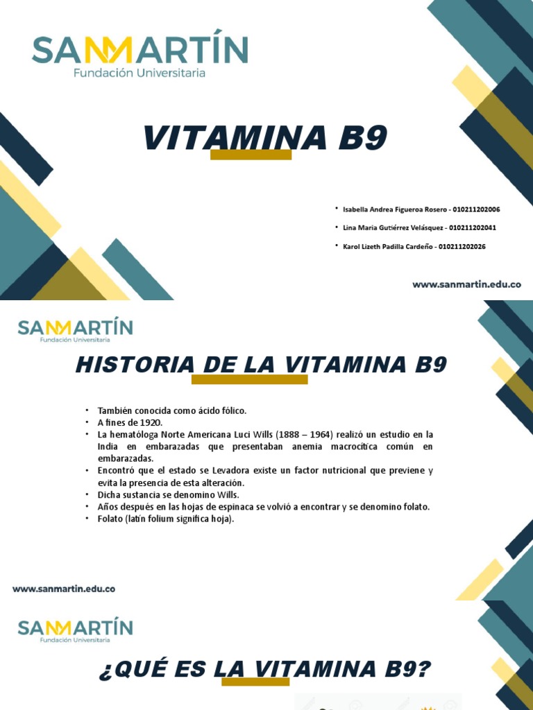 Presentación Vitamina B9 | PDF | Vitamina | Compuestos orgánicos