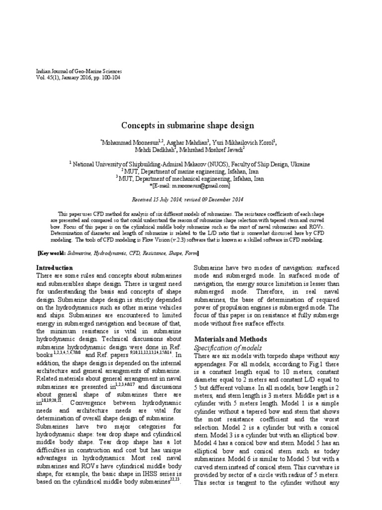 Submarine Shape Design Analysis Using CFD | PDF | Drag (Physics ...