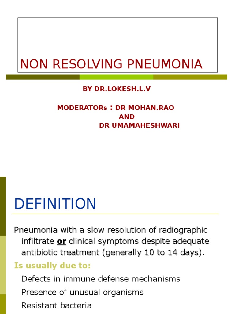 Non-Resolving Pneumonia Overview | PDF | Pneumonia | Ct Scan