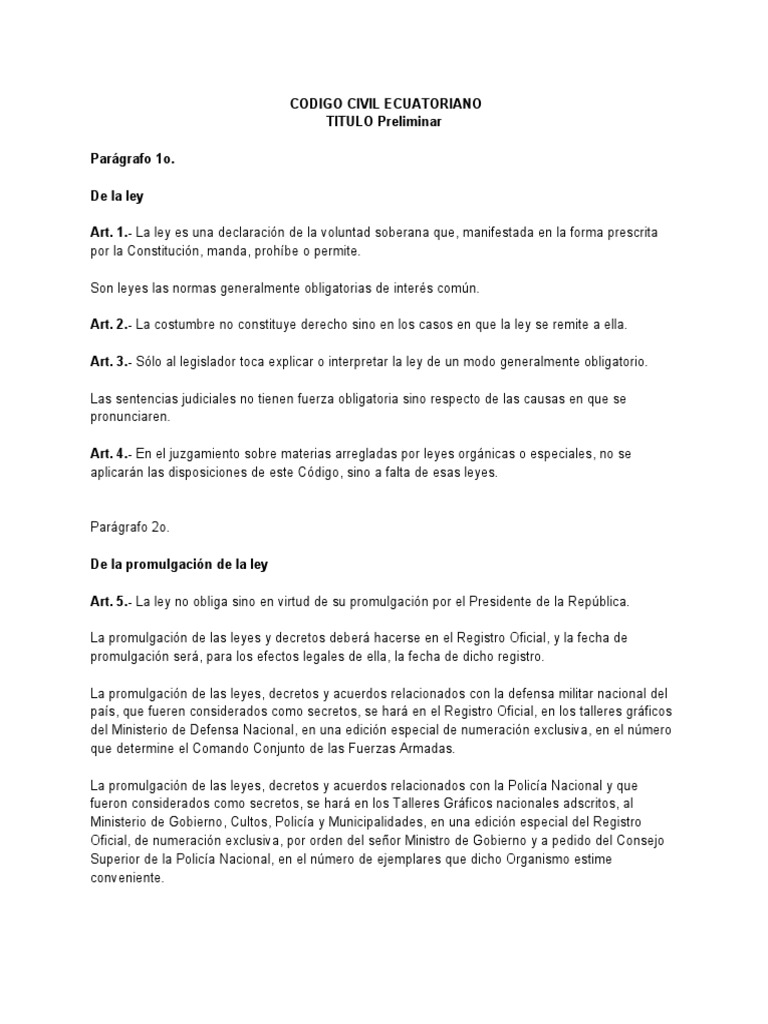 Codigo Civil Ecuatoriano | PDF | Parentesco | Instituciones sociales