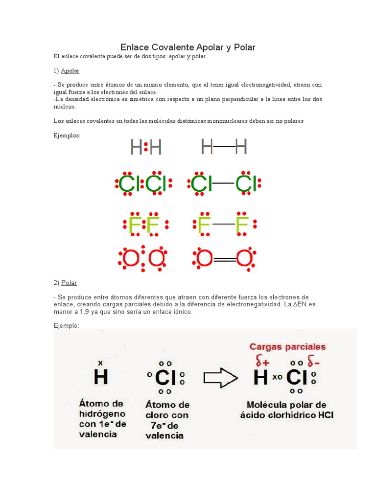Enlace Covalente Apolar y Polar | PDF | Polaridad química | Enlace químico