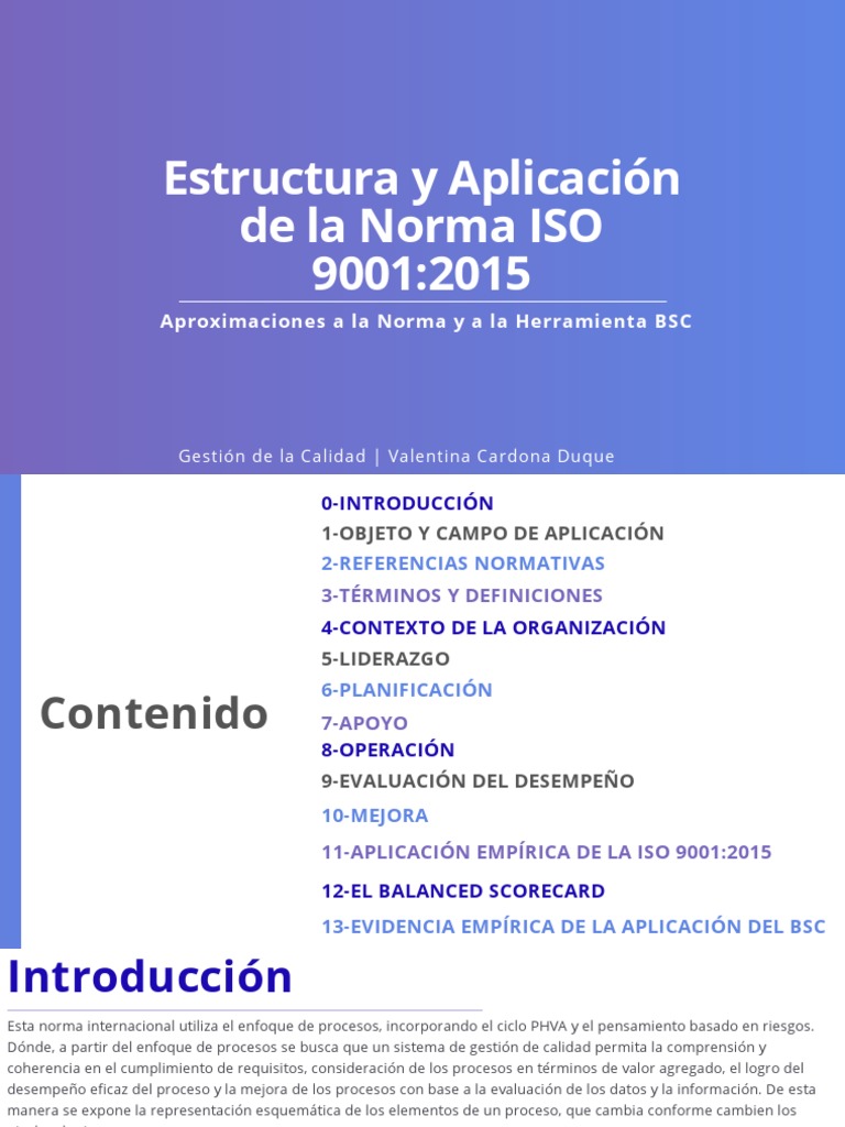 Estructura y Aplicación de La Norma ISO 9001 - 2015 PDF | PDF | Sistema ...
