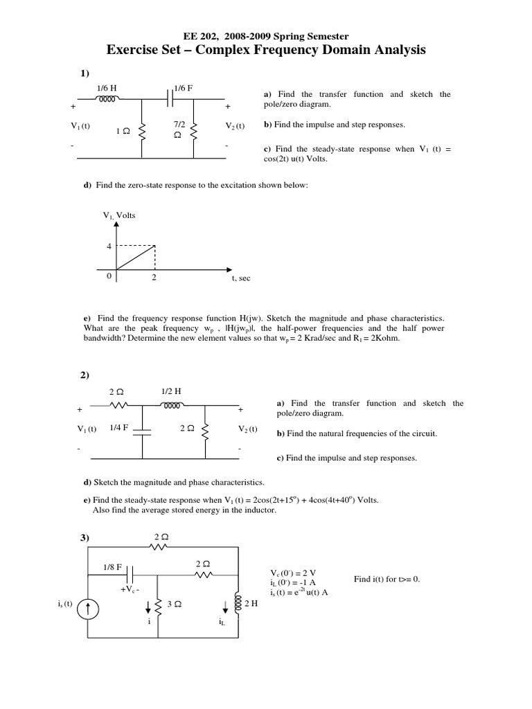 Exercise Set - Complex Frequency Domain Analysis: EE 202, 2008-2009 ...