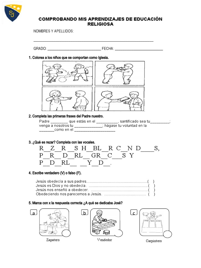 Comprobando Mis Aprendizajes de Educación Religiosa | PDF