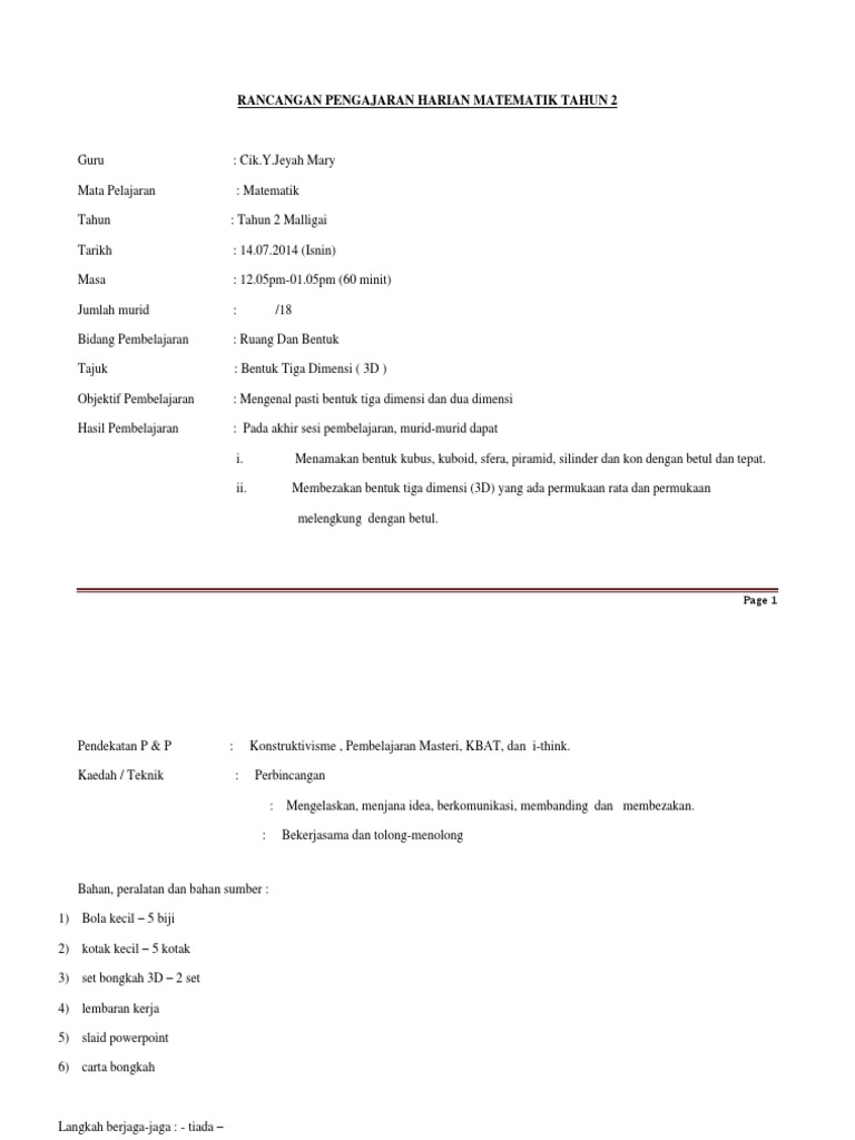 Contoh Lesson Plan | PDF